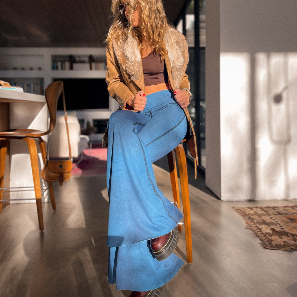 Denim Twill Crop Bell Bottom by teeki - womens yoga Bell bottoms flare ...